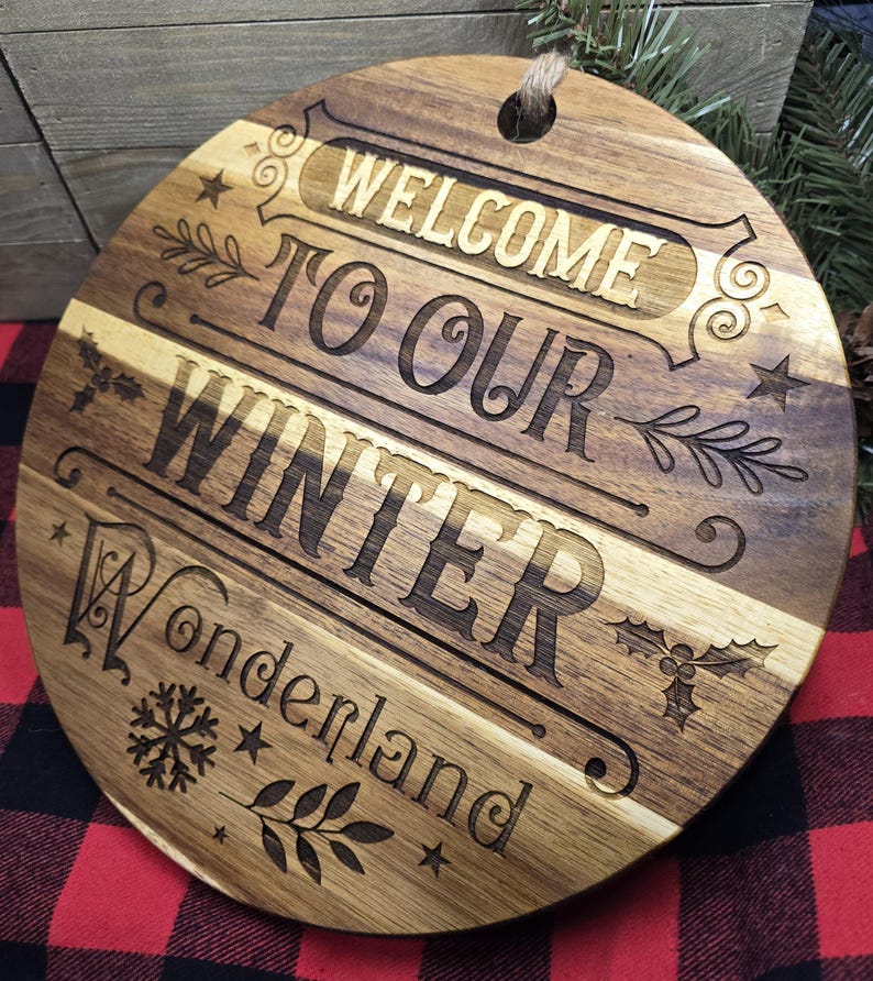 Engraved Acacia Wood Winter Wonderland Sign - Christmas Decor - Etsy