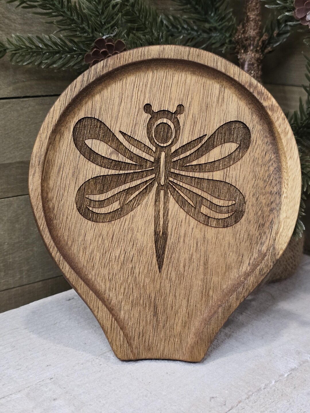 Laser Engraved Dragonfly Design Wood Spoon Rest, Stovetop, Kitchen ...