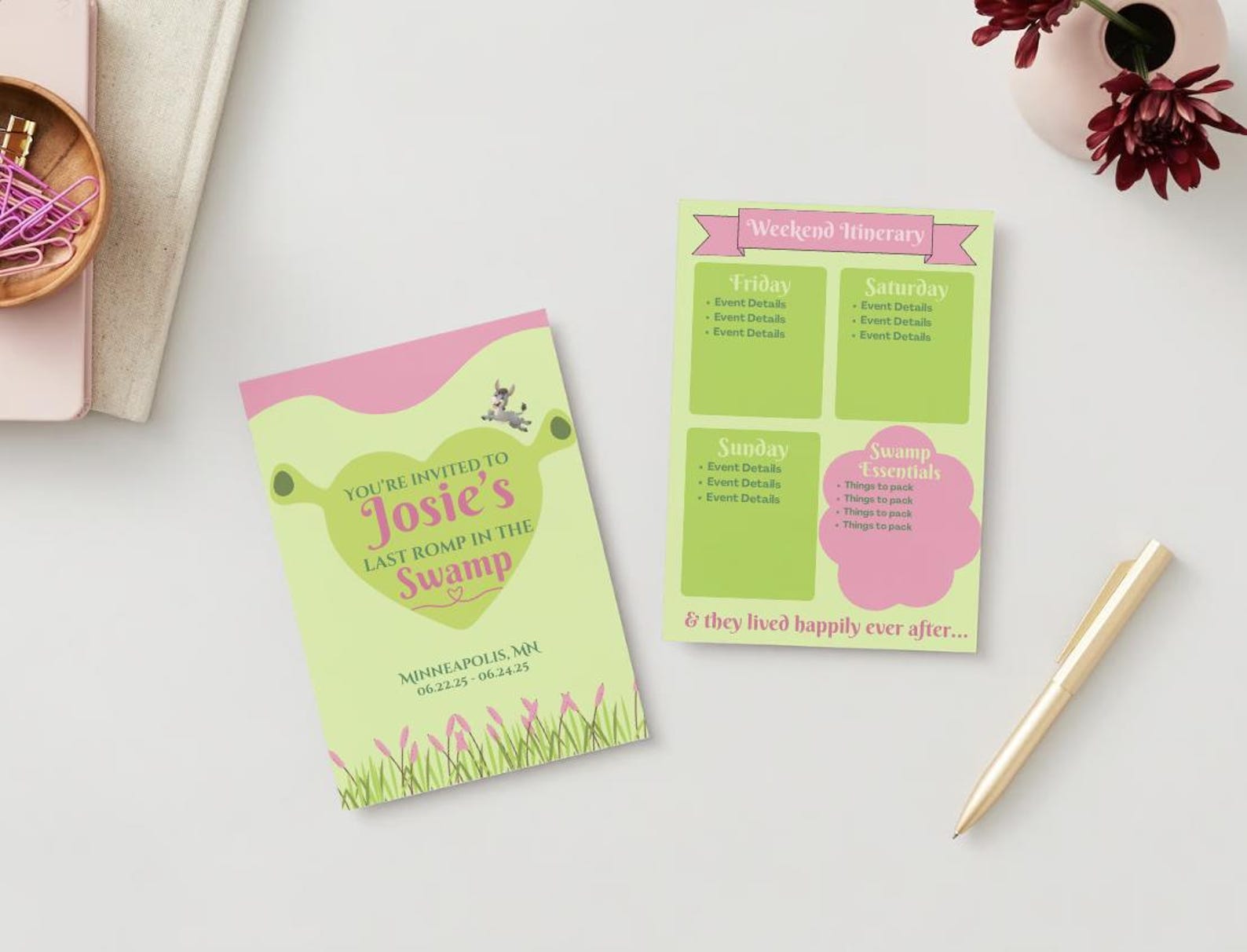 Custom Shrek-themed Bachelorette Party Invitations | Customized by ...