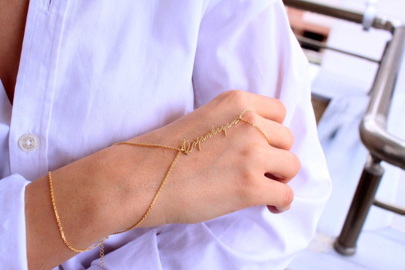 Custom Hand Chain Name Hand Chain Slave Adjustable Name | Etsy