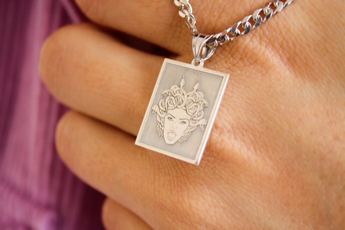 Medusa Necklace 925 Sterling Silver Snake Pendant Greek | Etsy