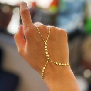 Elegant Gold-plated 925 Silver Star Hand Chain Bracelet – Dainty ...