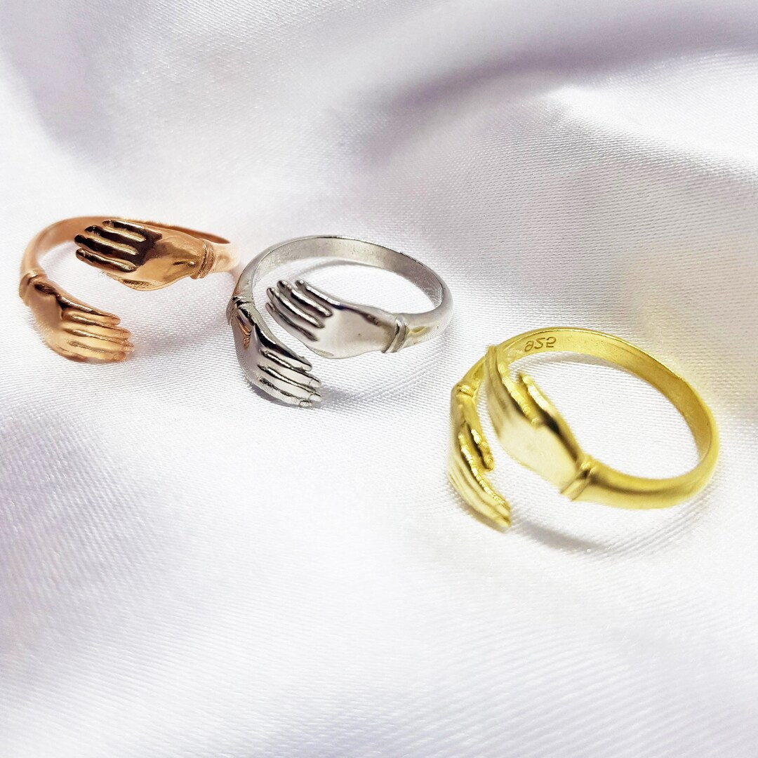 Hug Ring, Adjustable Hand Model Rings , 925 Silver Minimalist Jewelery ...