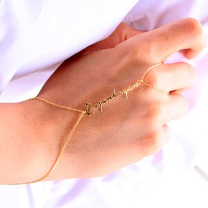 Custom Hand Chain, Name Hand Chain Slave, Adjustable Name Bracelet ...