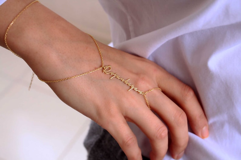 Custom Hand Chain Name Hand Chain Slave Adjustable Name | Etsy