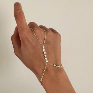 Elegant Gold-plated 925 Silver Star Hand Chain Bracelet – Dainty ...