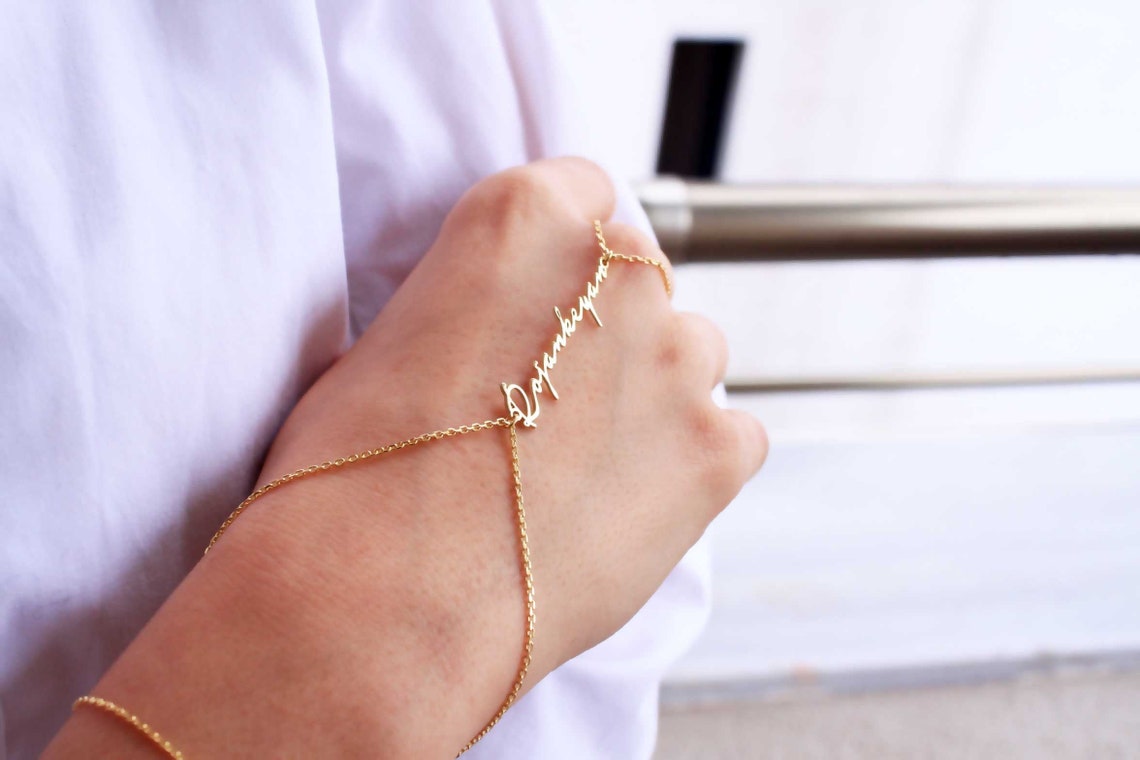 Custom Hand Chain Name Hand Chain Slave Adjustable Name | Etsy