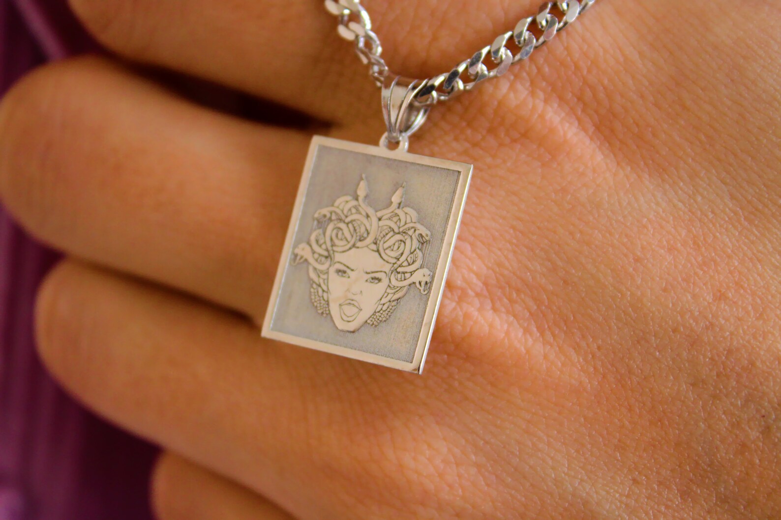 Medusa Necklace 925 Sterling Silver Snake Pendant Greek | Etsy