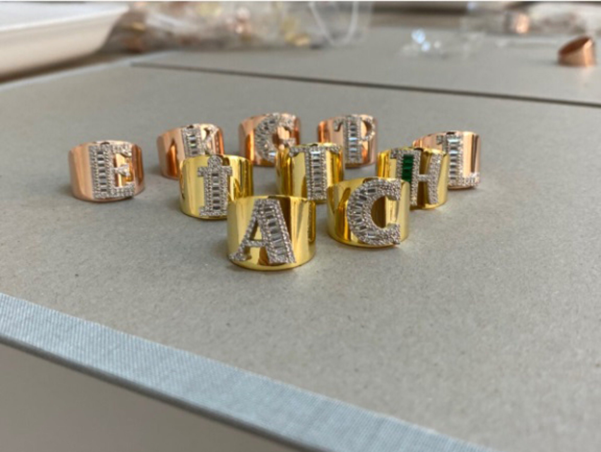 Custom Intial Ring Adjustable Letter Ring Gold Personalized | Etsy