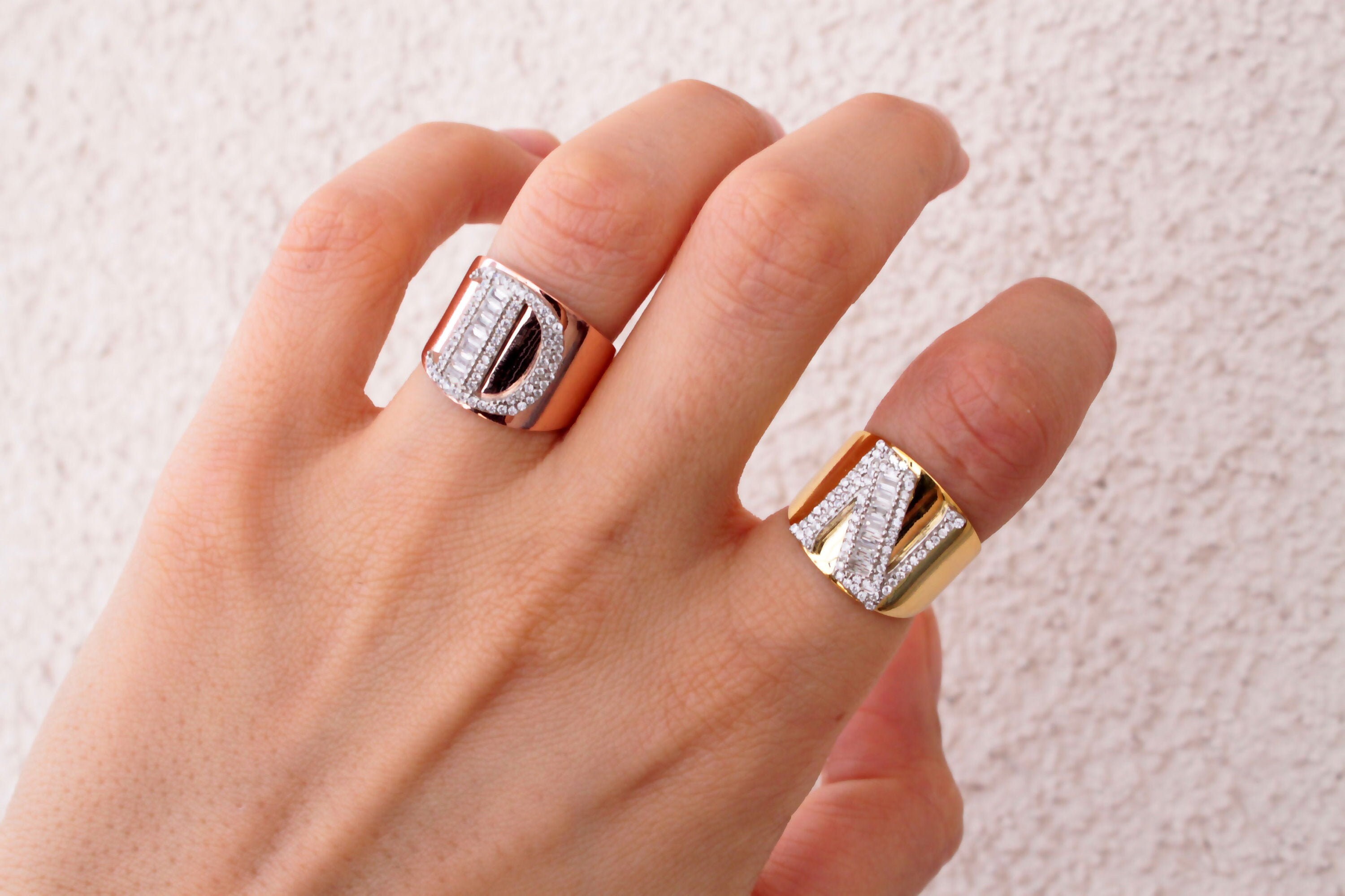 Custom Intial Ring Adjustable Letter Ring Gold Personalized | Etsy