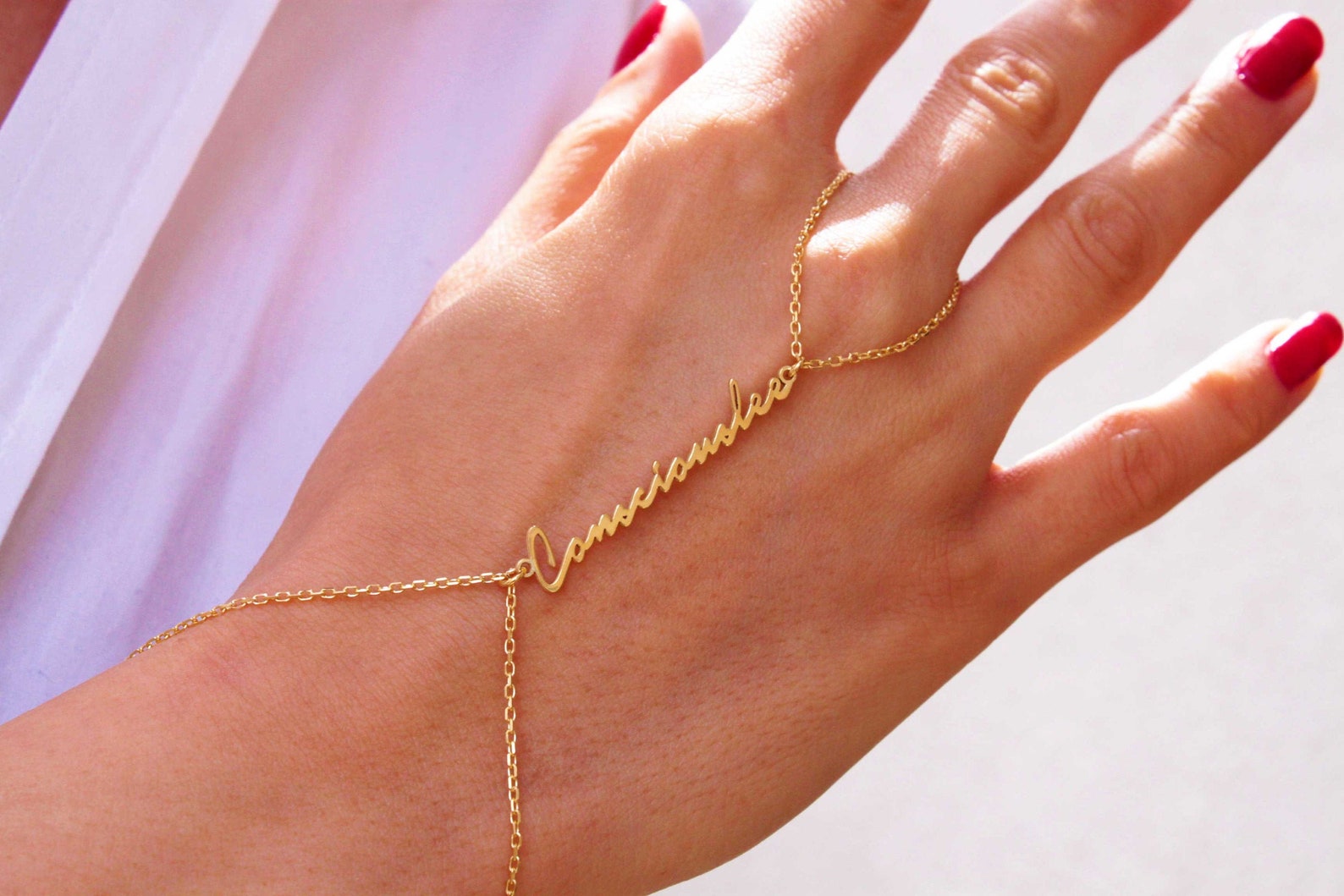 Custom Hand Chain Name Hand Chain Slave Adjustable Name | Etsy
