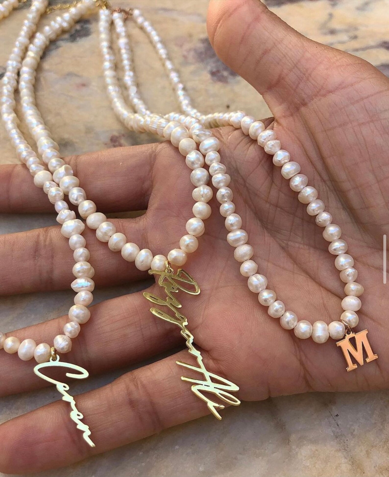 Pearl Necklace Pearls Name Necklace Vertical Jewelry Custom - Etsy