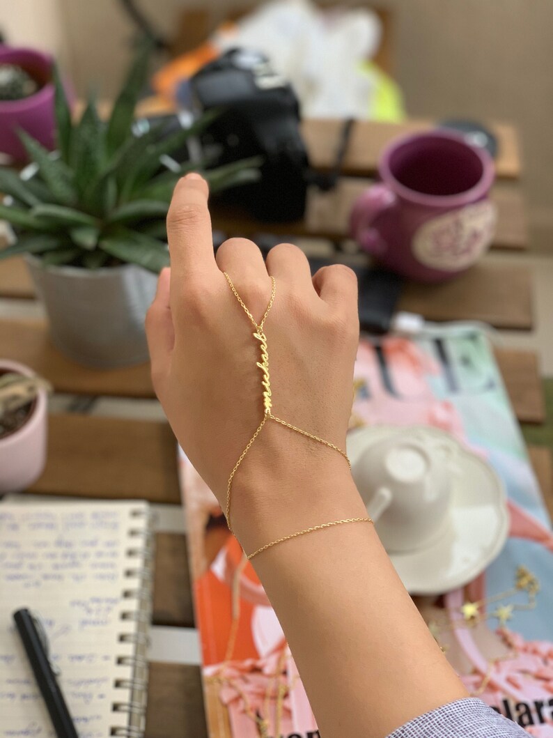 Custom Hand Chain Name Hand Chain Slave Adjustable Name | Etsy