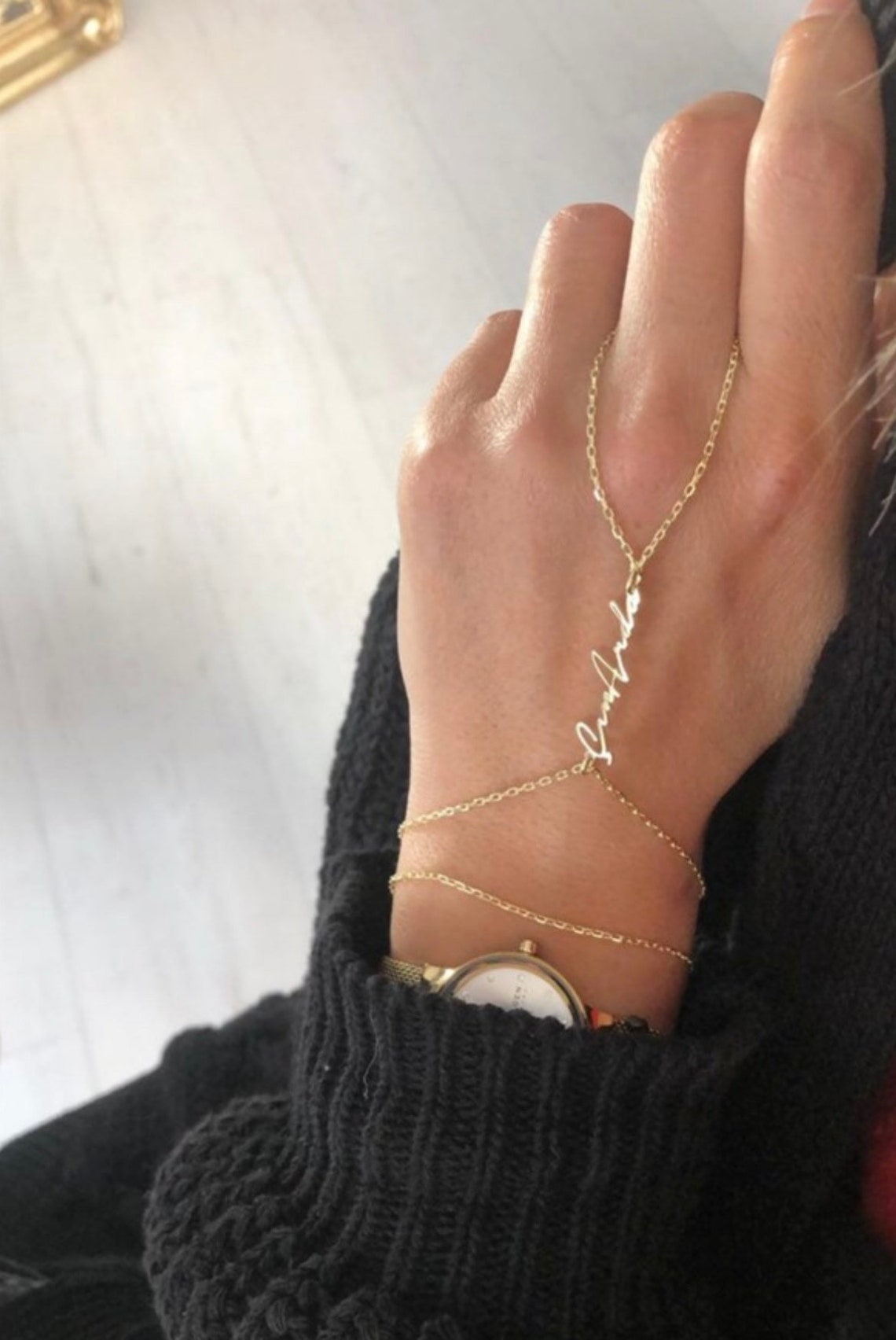 Custom Hand Chain Name Hand Chain Slave Adjustable Name | Etsy