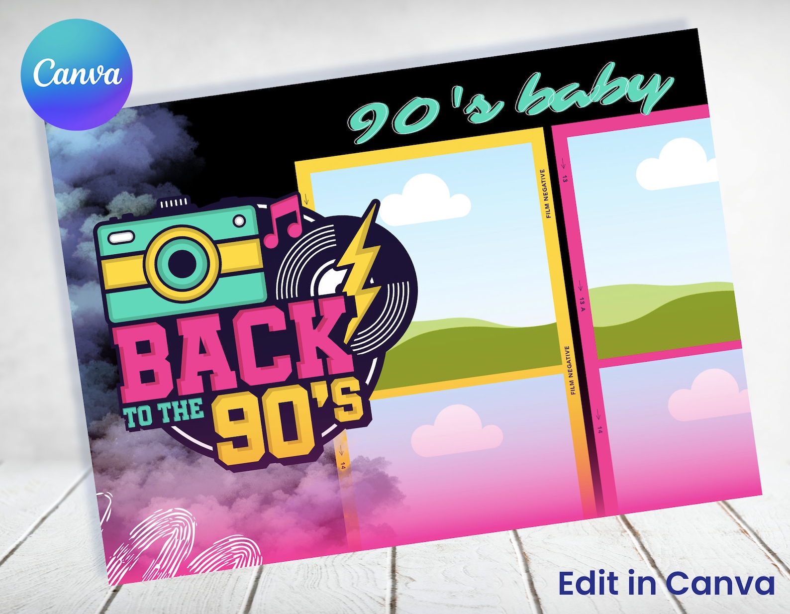 Back to the 90's Retro Template Edit in Canva - Etsy