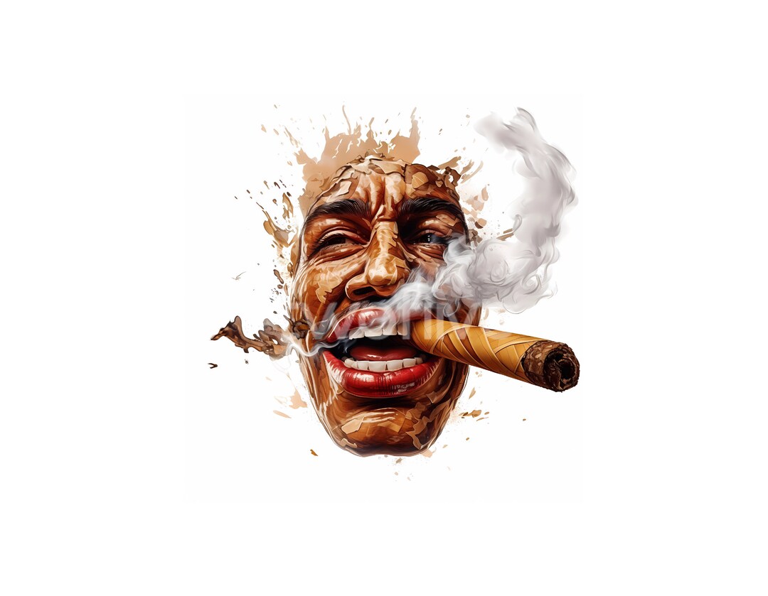 Exploding Head Guy With Cigar Illustration Clipart Fire and - Etsy