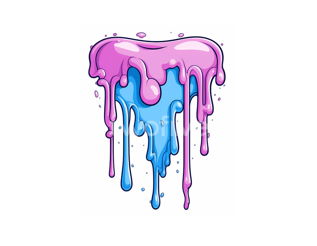 Pink and Blue Slime Clipart, Illustration, Melting, Dripping Clipart ...
