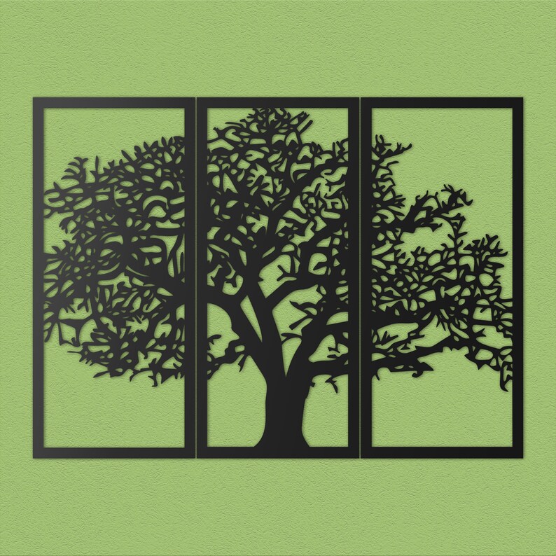 Wall Triptych Openwork Wood Panel Openwork Wall Tree - Etsy