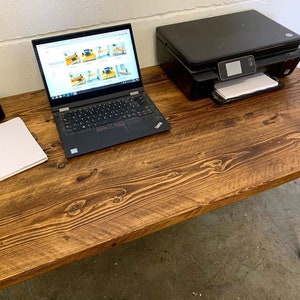 RUSTIC COMPUTER DESK - Recycled Scaffold Boards - Black Steel Hairpin ...