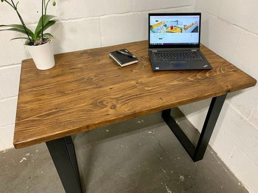 RUSTIC COMPUTER DESK Recycled Scaffold Boards Black - Etsy UK