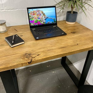 RUSTIC COMPUTER DESK - Recycled Scaffold Boards - Black Industrial ...