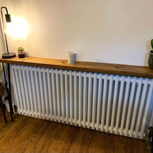 RUSTIC CONSOLE TABLE (narrow) - Radiator Cover, Recycled Scaffold Board ...