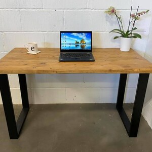 RUSTIC COMPUTER DESK - Recycled Scaffold Boards - Black Industrial ...