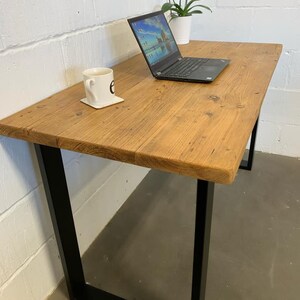 RUSTIC COMPUTER DESK - Recycled Scaffold Boards - Black Industrial ...