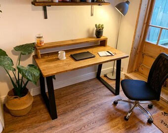 RUSTIC COMPUTER DESK with Shelf Recycled Scaffold Boards - Etsy UK