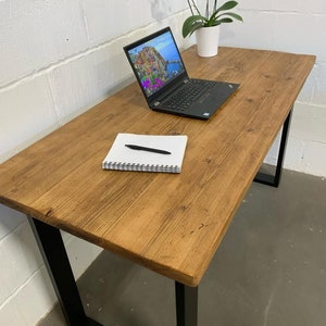 RUSTIC COMPUTER DESK - Recycled Scaffold Boards - Black Industrial ...