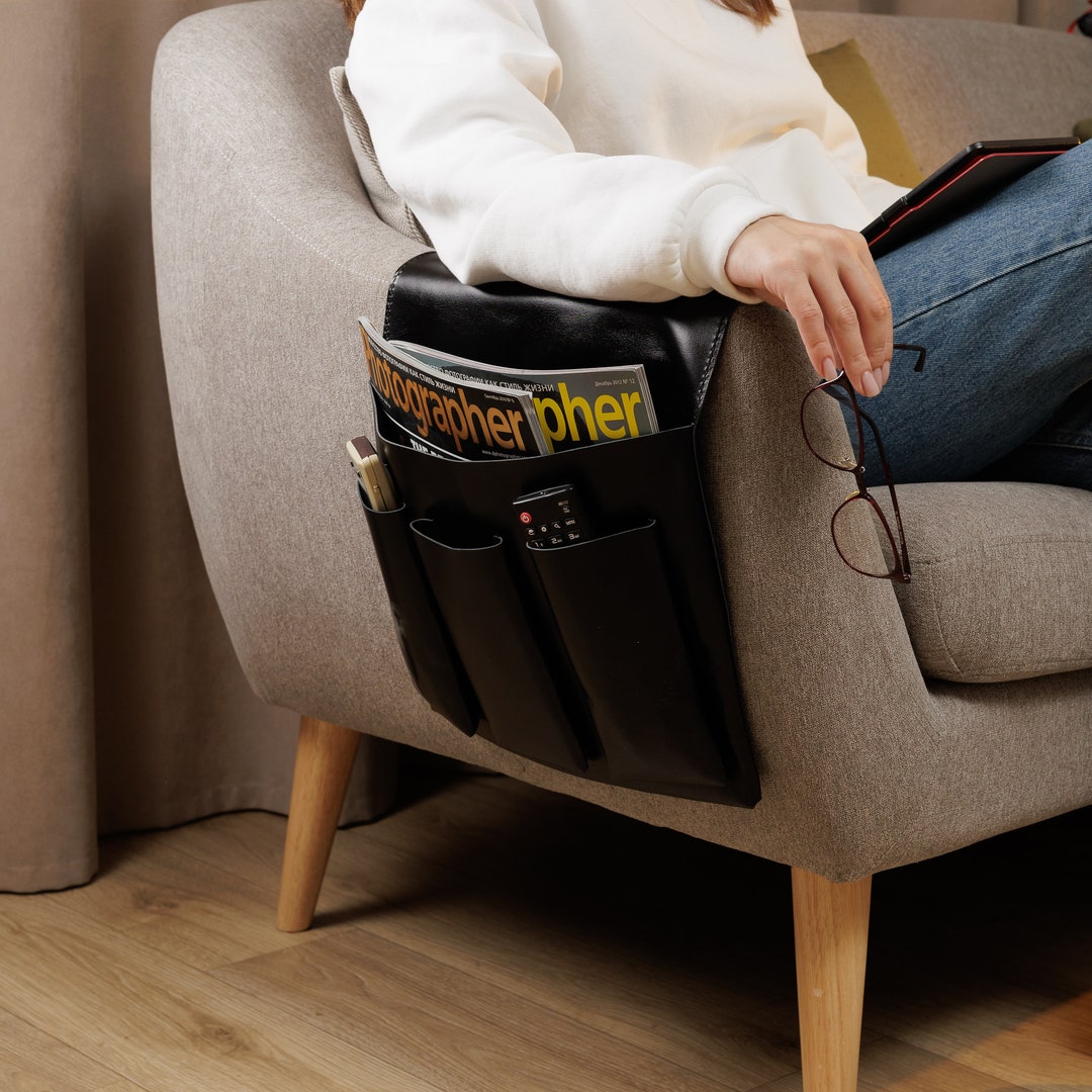 Leather Armchair Caddy: Sofa Couch Organizer With Pockets - Etsy