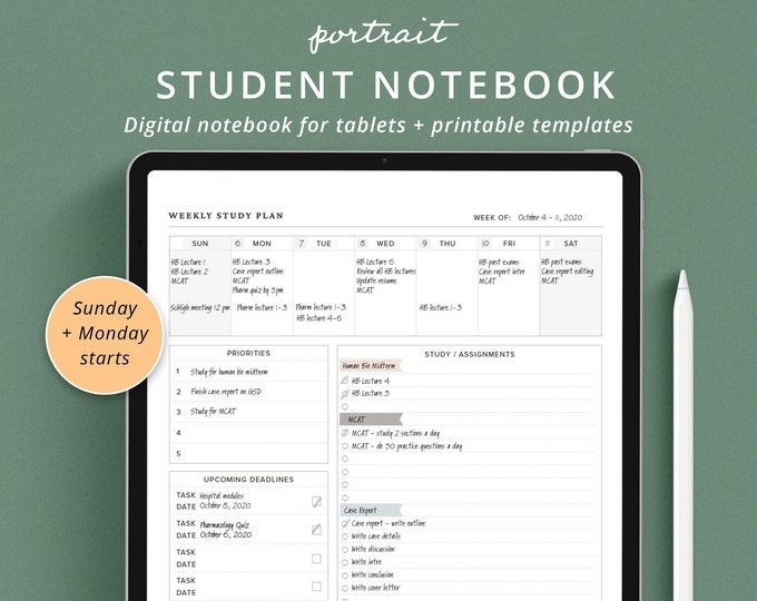 Goodnotes Student Planner, Digital Study Planner Template, Home School ...