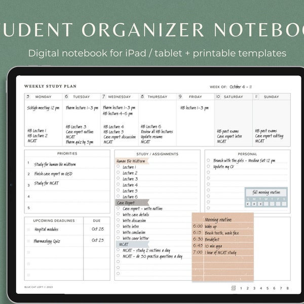 Goodnotes Student Planner, Digital Study Planner Template, Home School ...