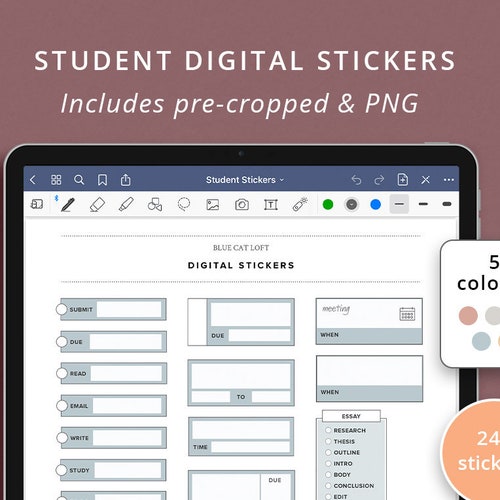 Academic Digital Stickers for College Students Simple - Etsy