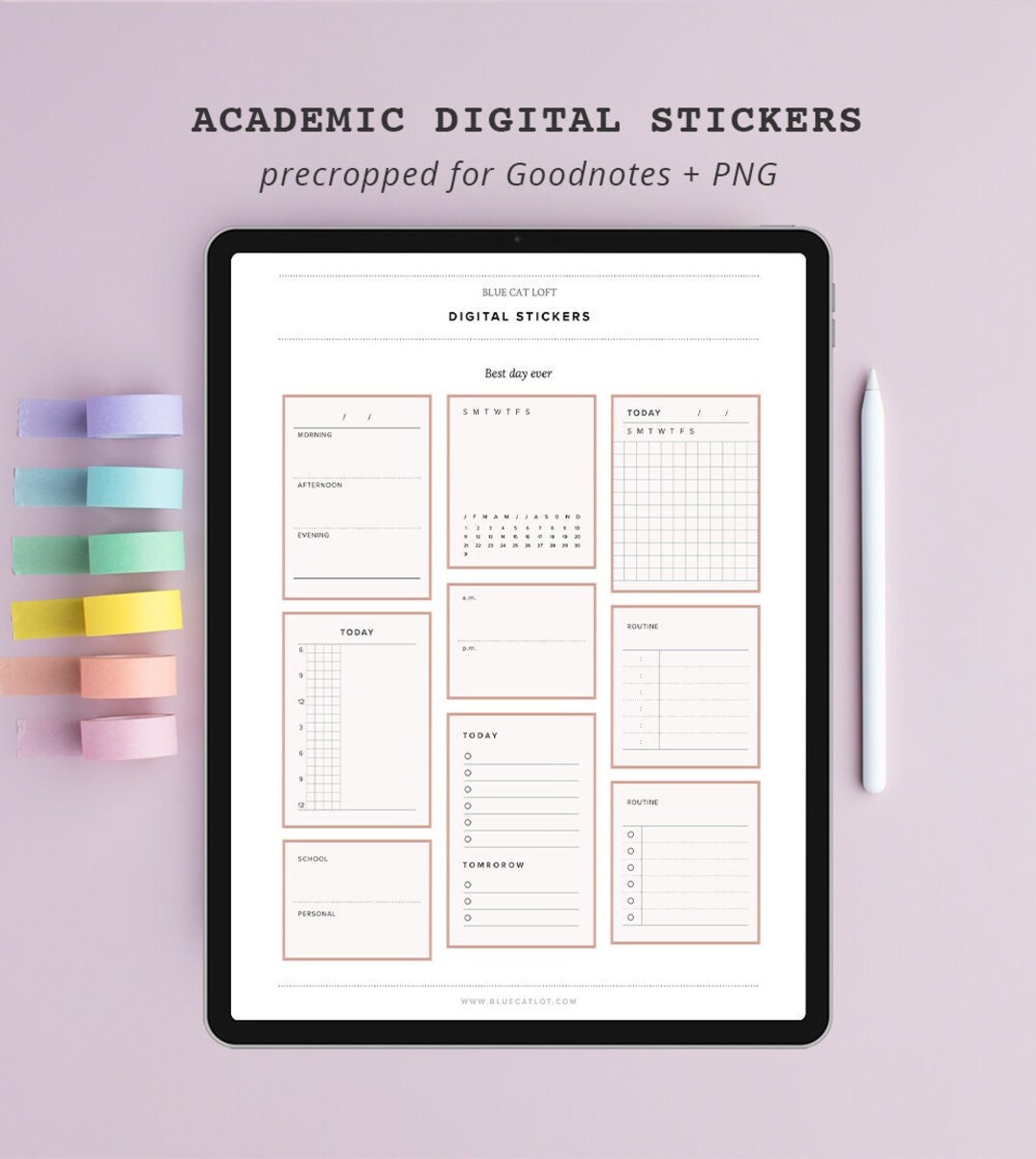 Academic Digital Stickers for College Students, Simple Goodnotes ...