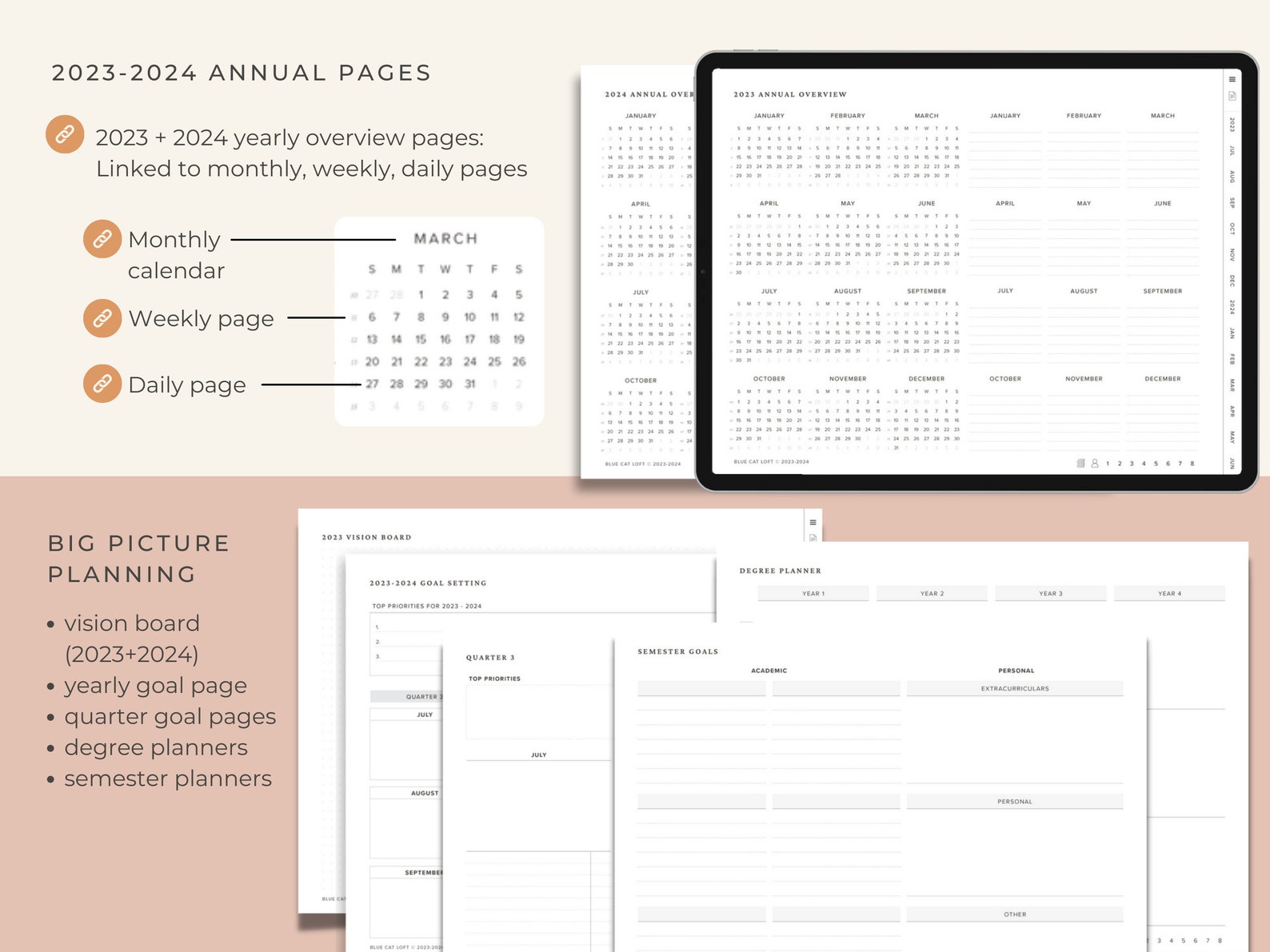2023-2024 Digital Student Planner iPad Pro, Goodnotes Planner Student ...