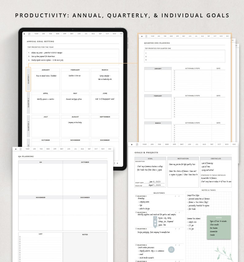 Undated Planner With Daily, Weekly, and Monthly Layouts, Goodnotes ...