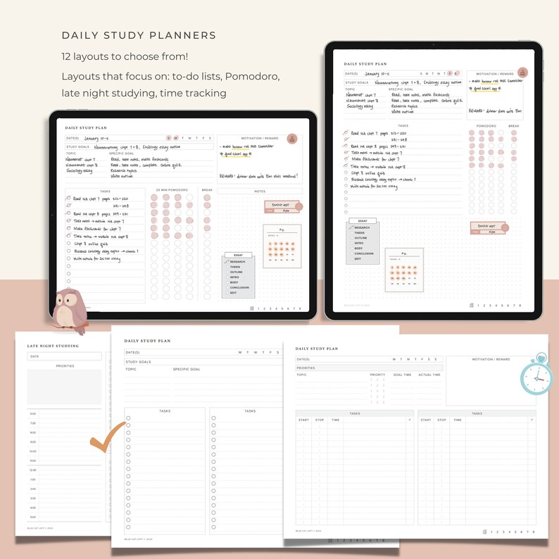 Digital Study Planner and Stickers Bundle, Student Planner Digital ...