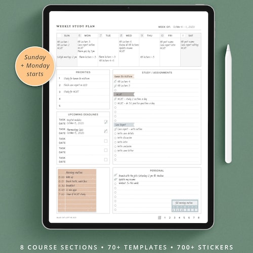 Goodnotes Student Planner Digital Study Planner Template - Etsy