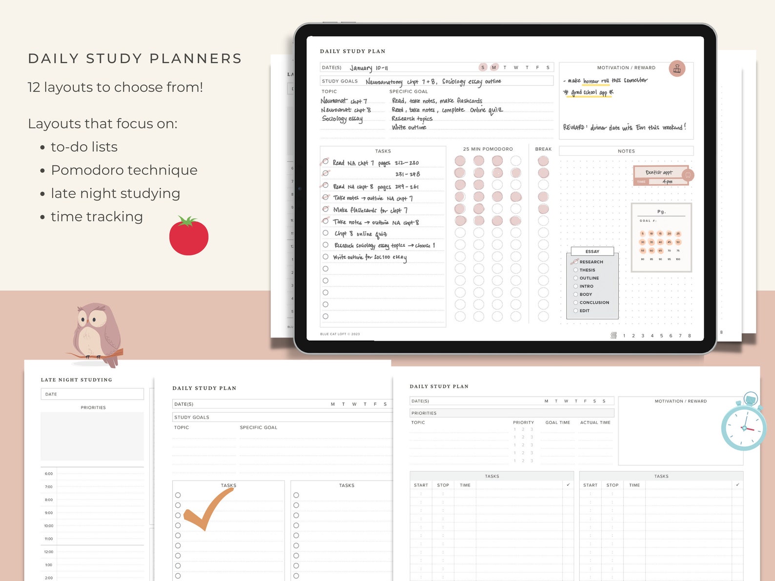 Digital Study Planner Template, Undated Digital Student Planner, iPad ...