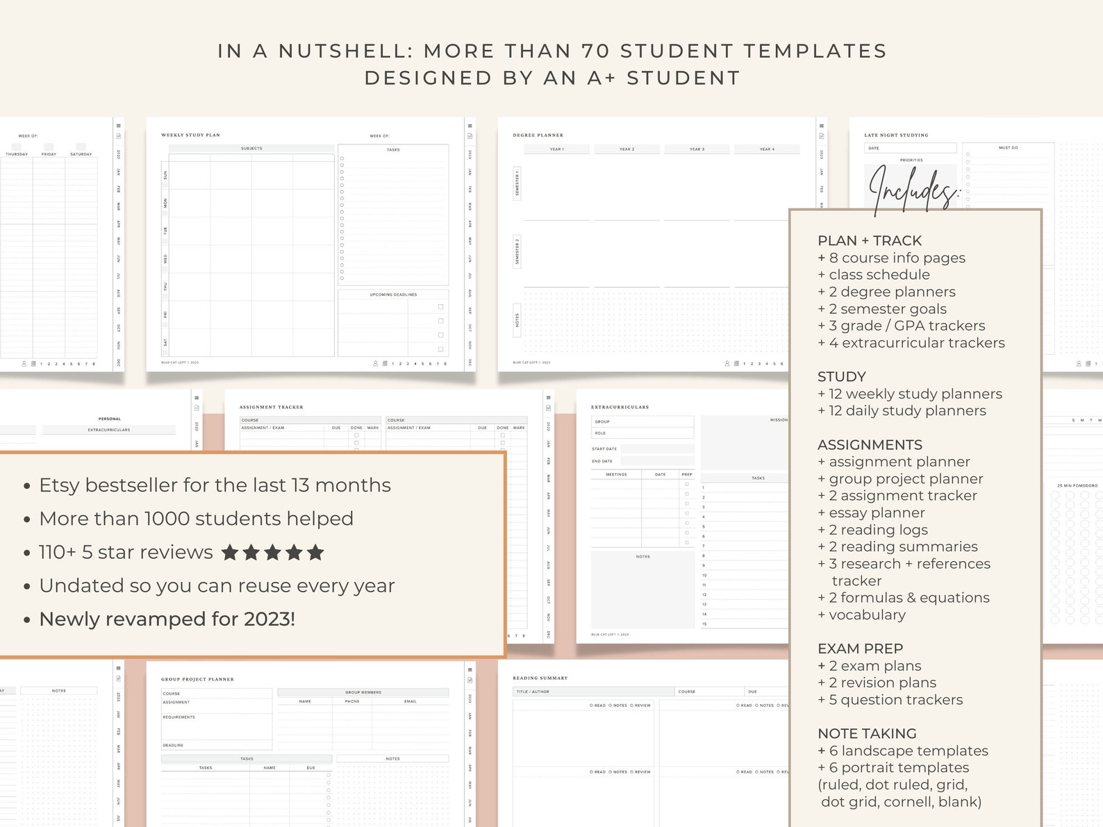 Digital Study Planner Template, Undated Digital Student Planner, iPad ...