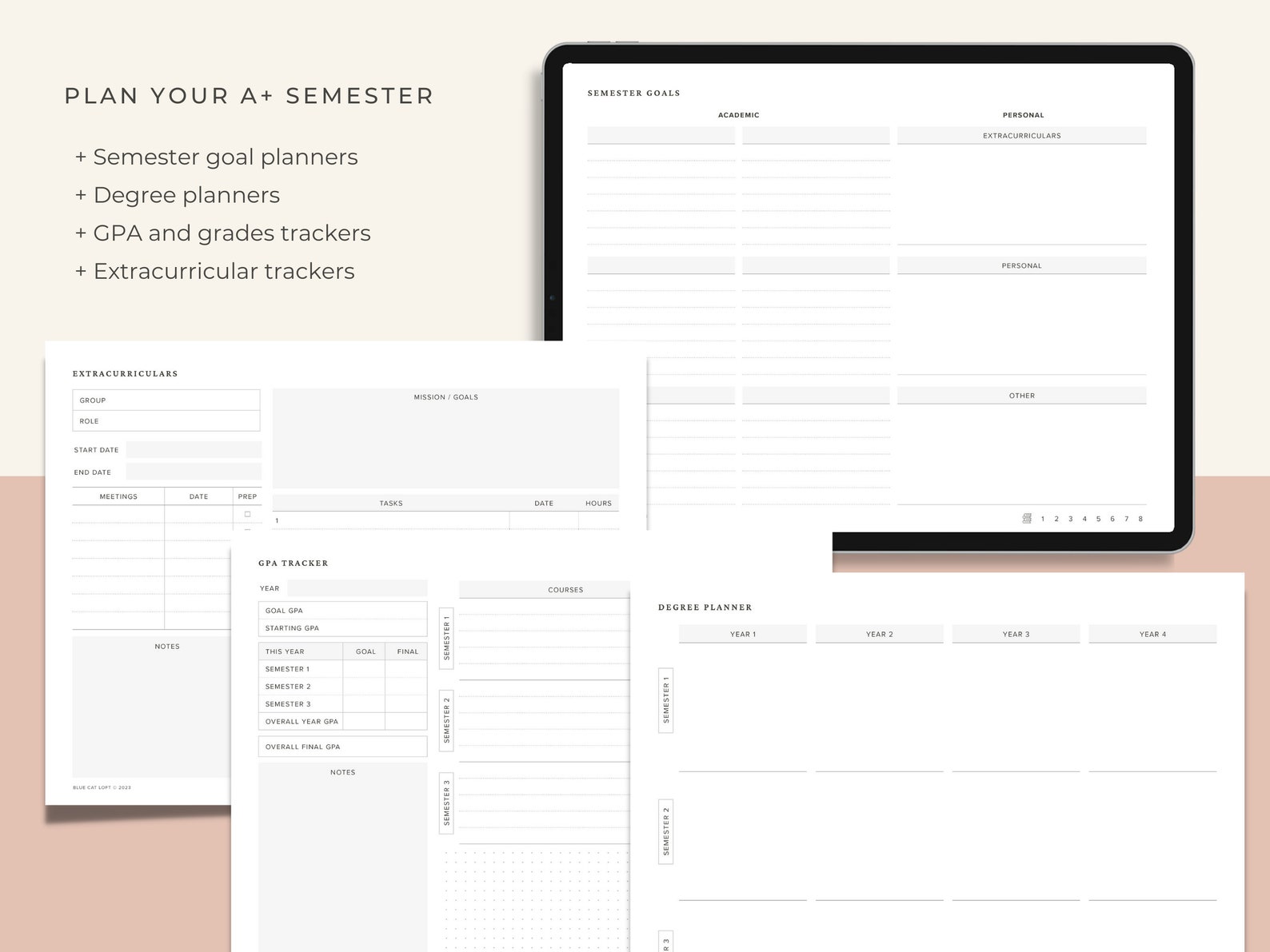Digital Study Planner Template, Undated Digital Student Planner, iPad ...