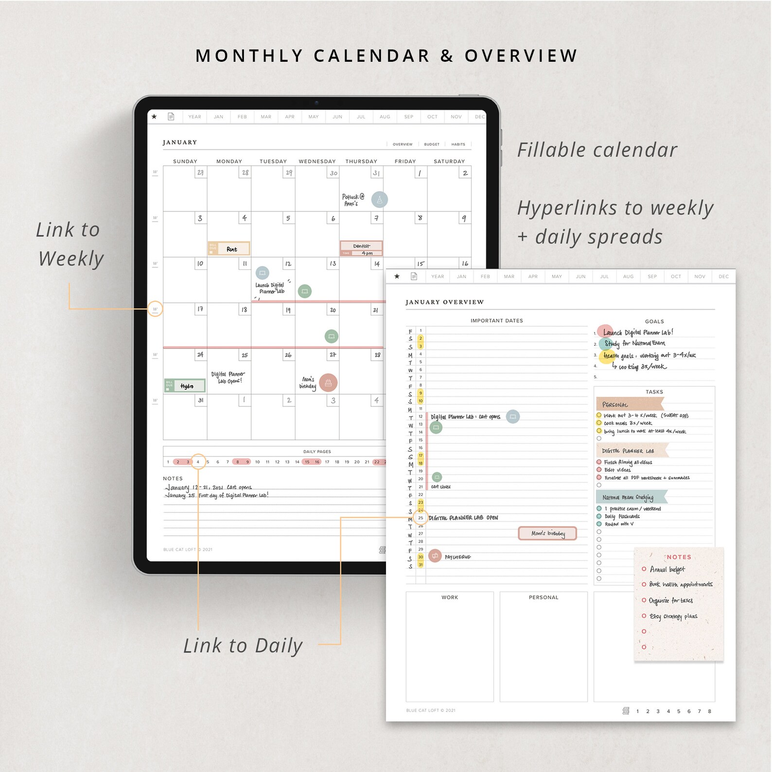 Undated Planner With Daily, Weekly, and Monthly Layouts, Goodnotes ...
