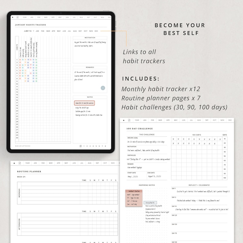 Undated Planner With Daily, Weekly, and Monthly Layouts, Goodnotes ...
