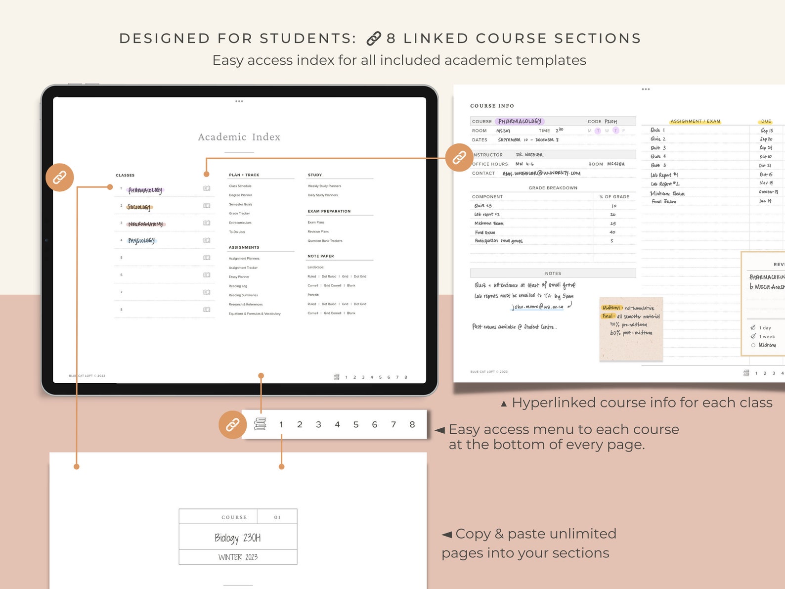 Digital Study Planner Template, Undated Digital Student Planner, iPad ...