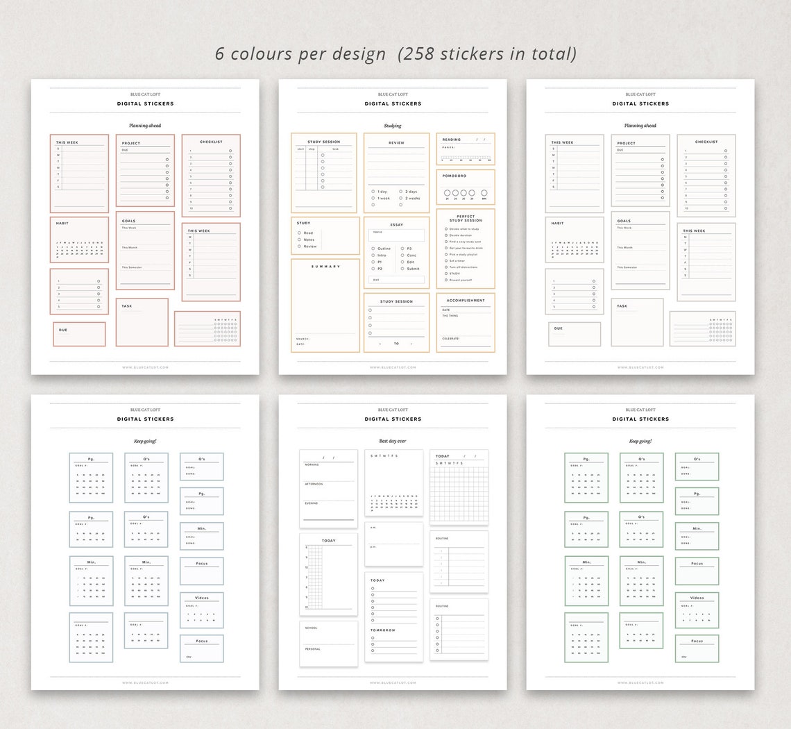 Academic Digital Stickers for College Students Simple - Etsy