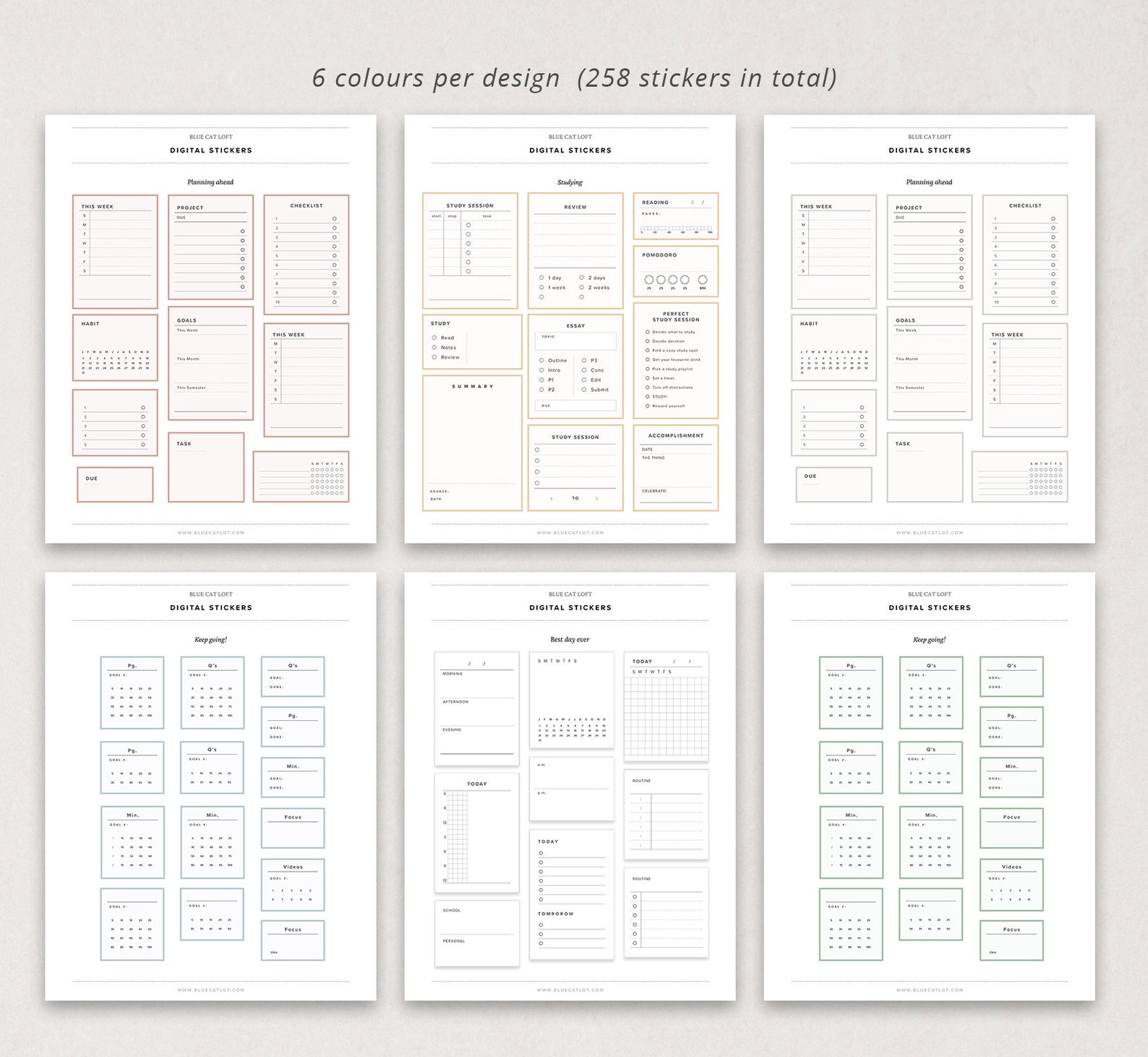 Academic Digital Stickers for College Students Simple - Etsy