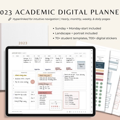 Student Digital Planner 2022 2023 Minimalistic Goodnotes - Etsy