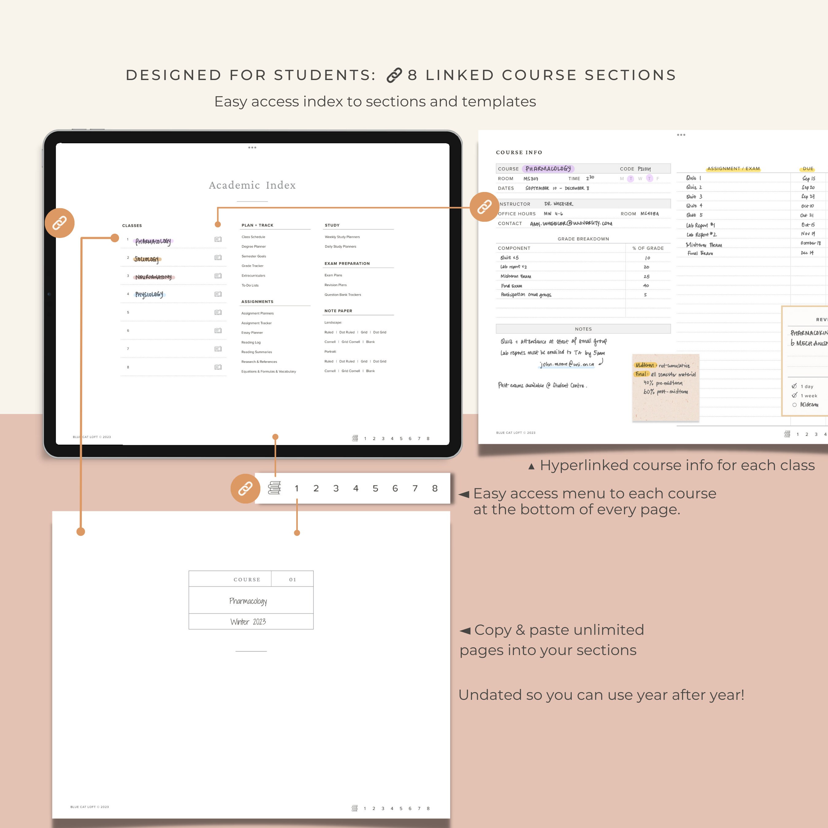 Digital Study Planner and Stickers Bundle, Student Planner Digital ...