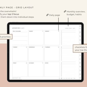 Weekly Digital Planner 2023 Grid Blocks, Goodnotes Habit Tracker Pages ...